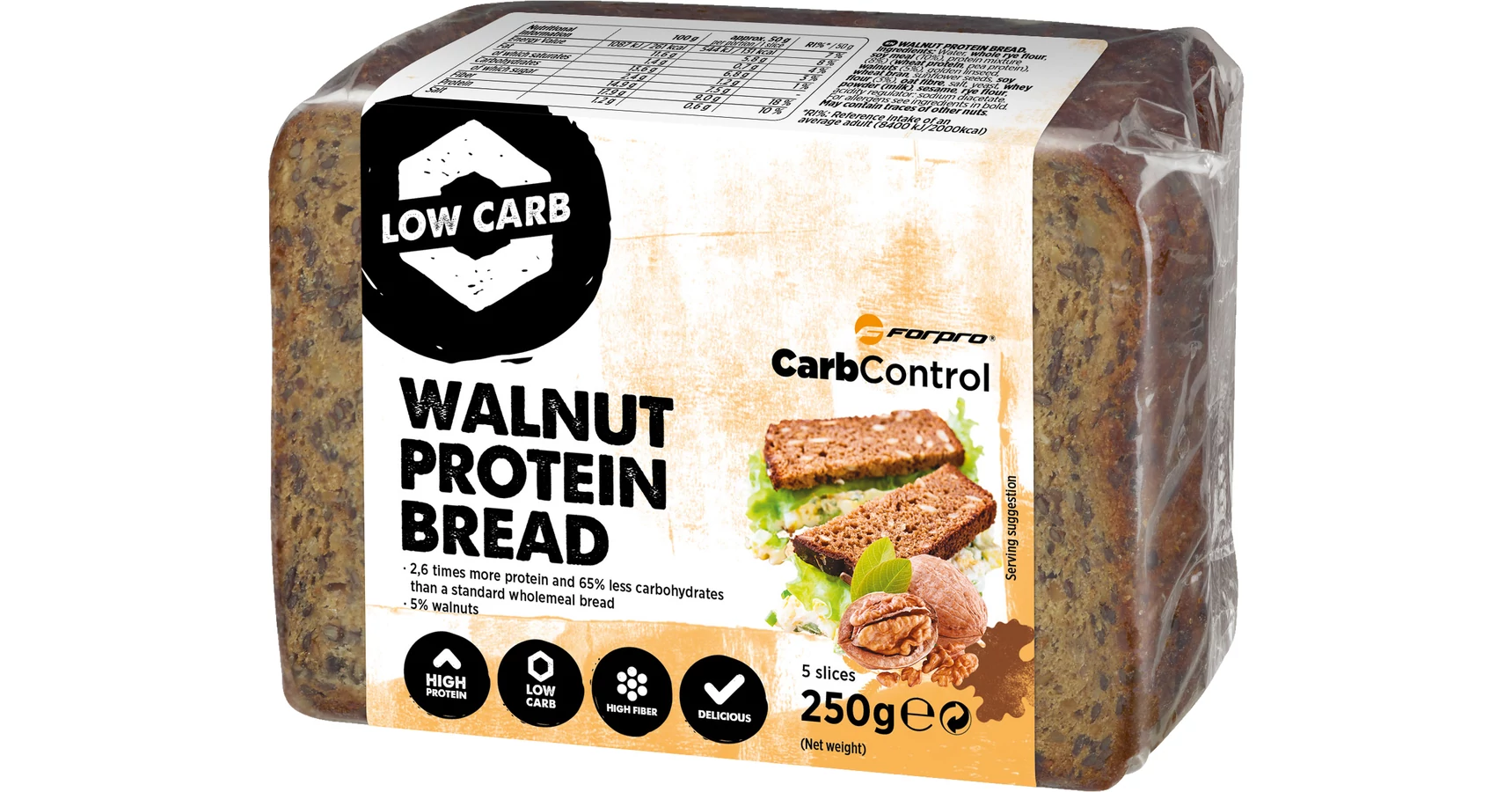 WALNUT PROTEIN BREAD - 250 g - Low Carb Protein Breads